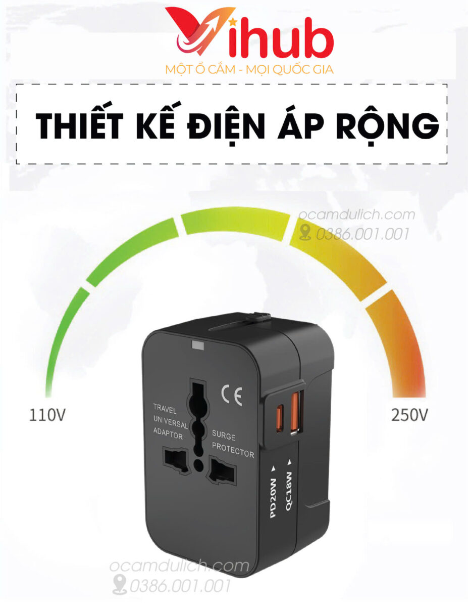 Củ Sạc Vihub F2 - Củ Sạc Du Lịch Đa Năng, Hỗ Trợ Sạc Nhanh - Bán Ổ Cắm Điện Du Lịch, Phích Cắm ...